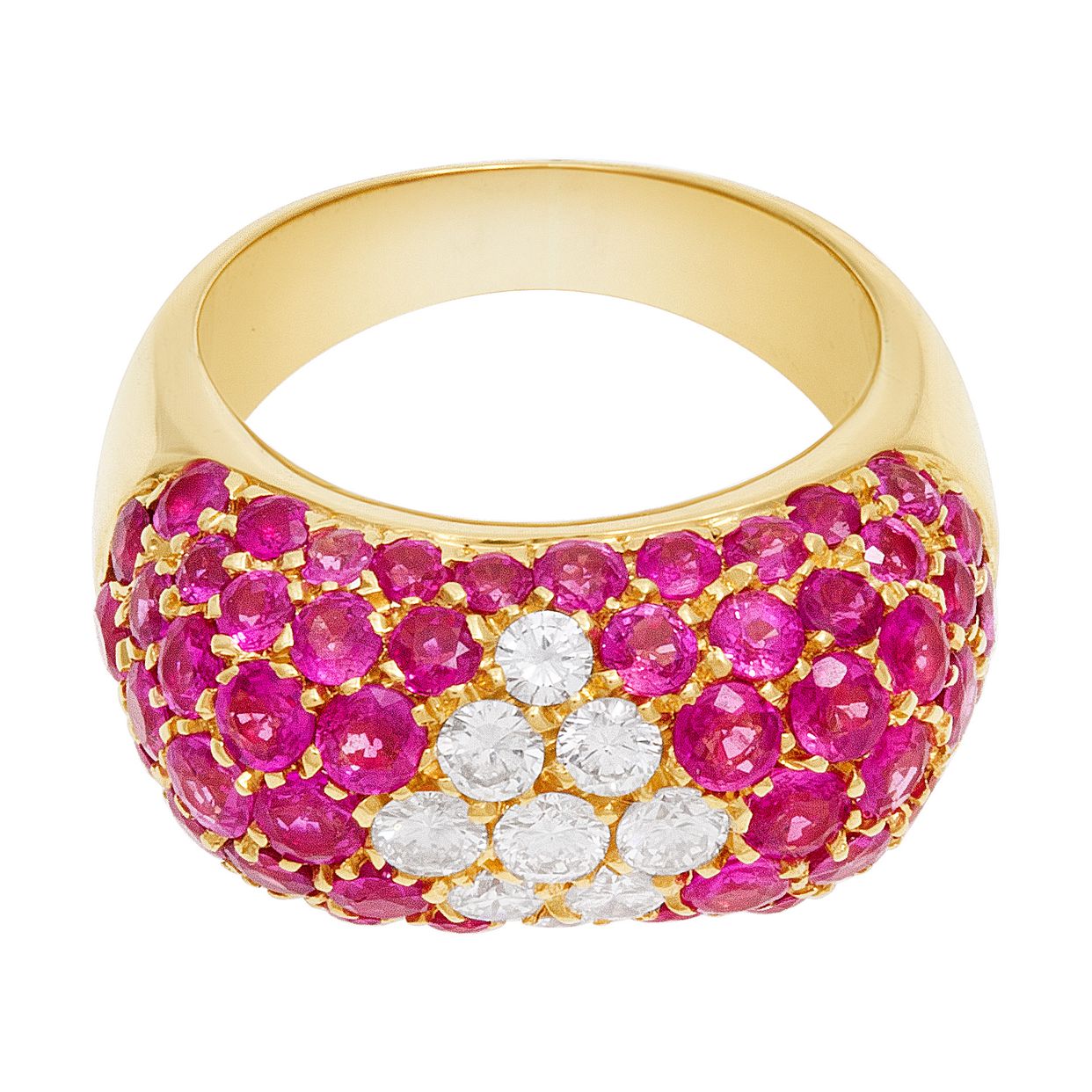 Pink ruby and diamond ring in 18k gold with over 2 carats in