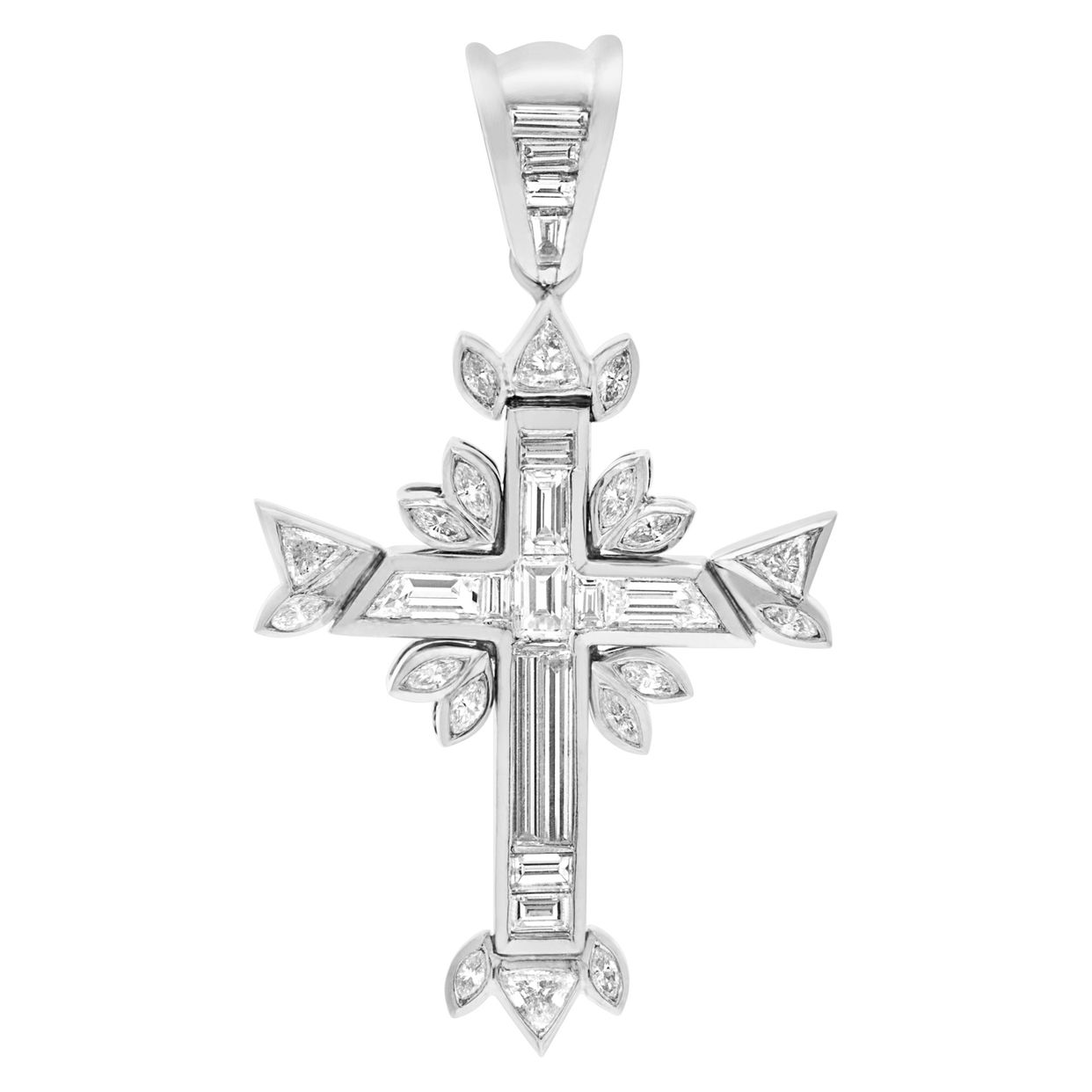 Platinum Cross pendant with over 4.5 carats in various cut