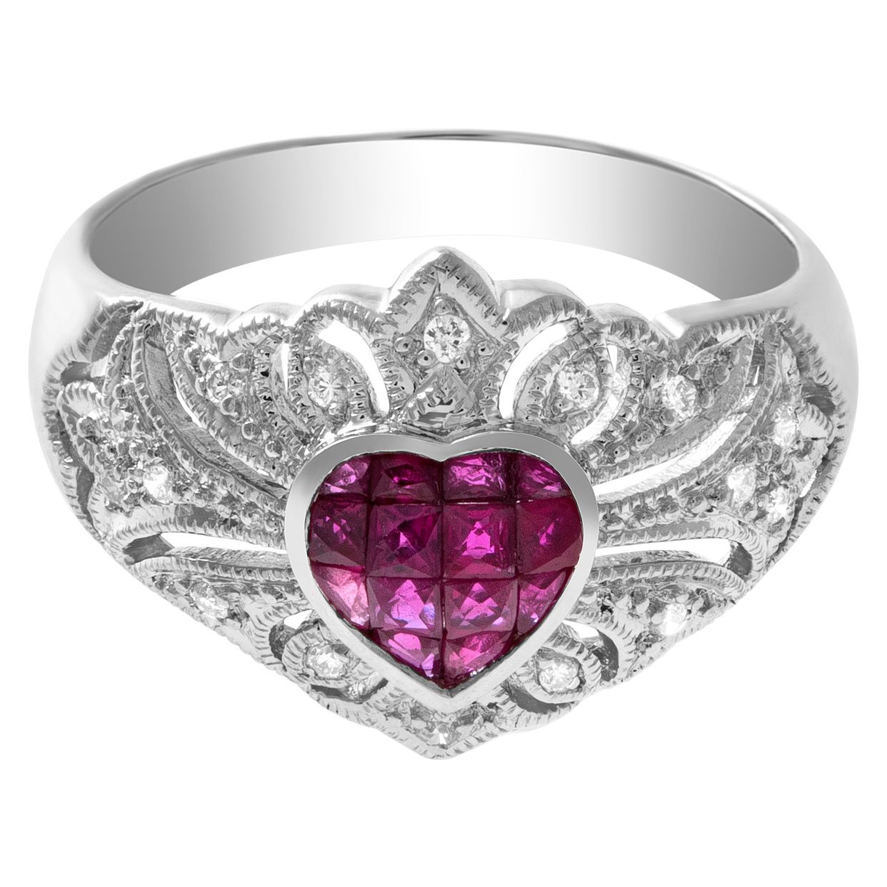 Platinum diamond ring and ruby ring. Size 6.75 | Gray & Sons Jewelers
