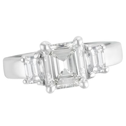 Platinum Lady engagement ring with "asher" cut diamond center