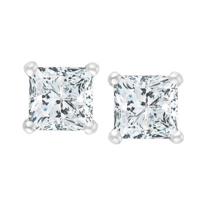 Princess cut diamond studs set in 14k white gold app. 1.30 cts