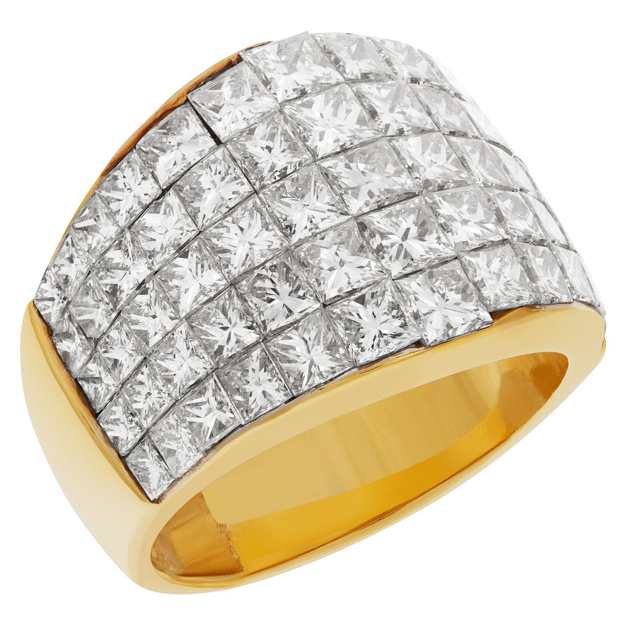 Princess cut invisible set diamond ring with over 5 carats