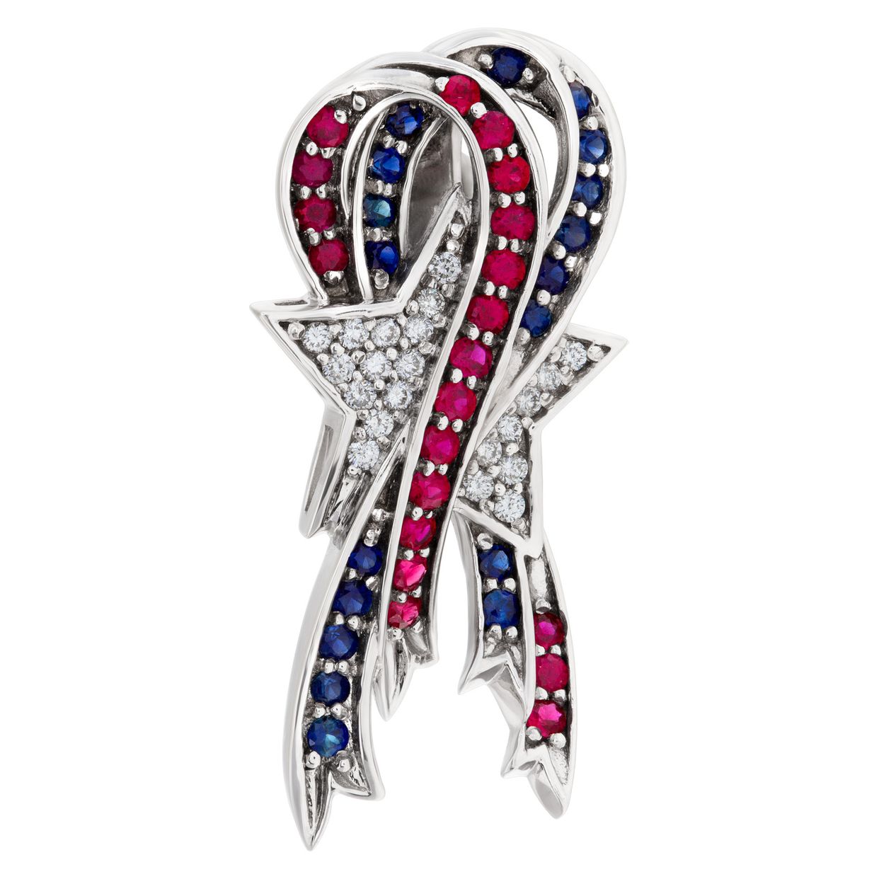 "Red, White & Blue", diamond star pendant with sapphires and