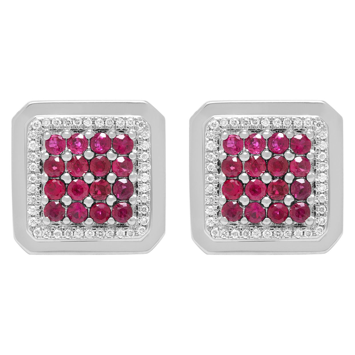 Regal ruby & diamond cufflinks in 18k white gold S515344 | Gray & Sons