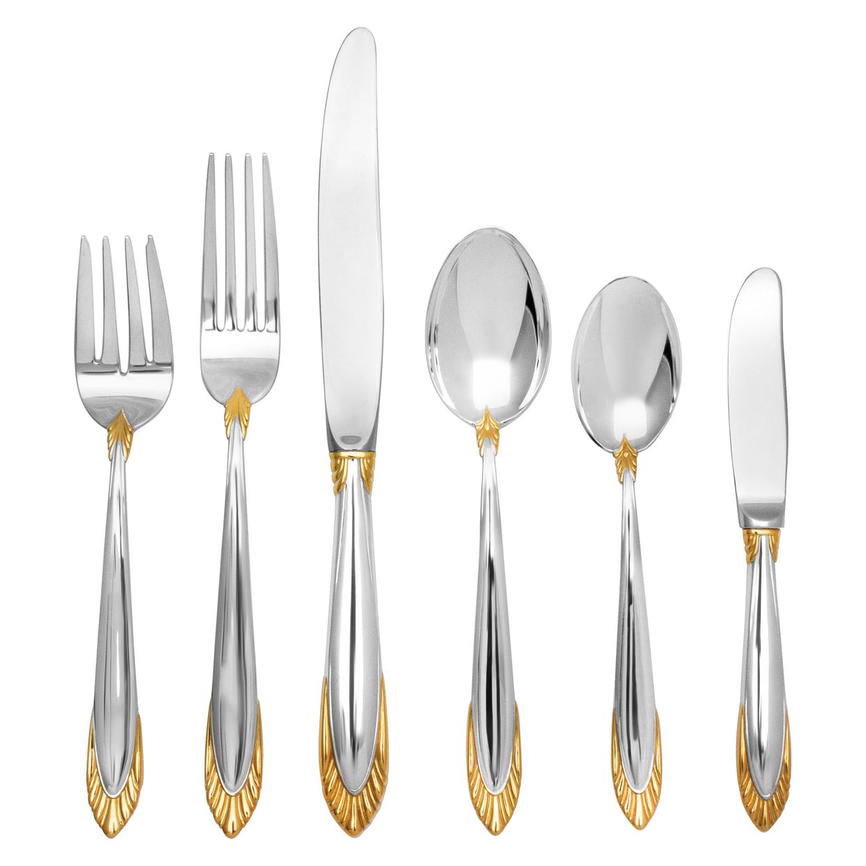 "REGENCY SHELL" flatware sterling silver set, patented in 1989