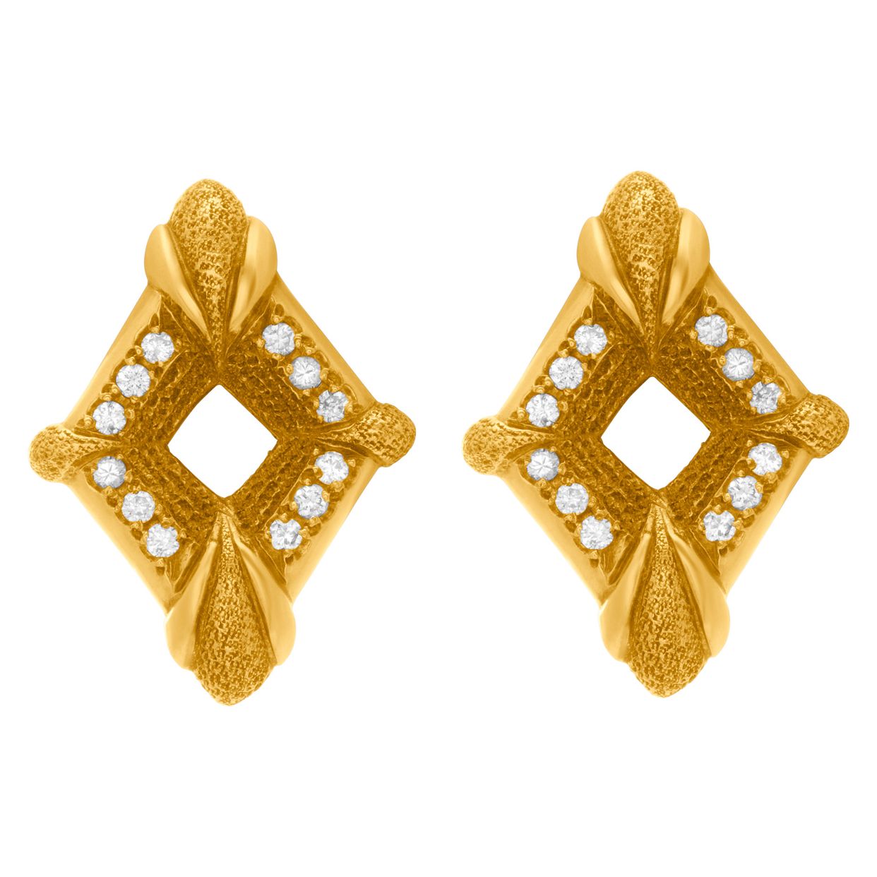 Rhombus 14k earings with round diamond accents | Gray & Sons Jewelers