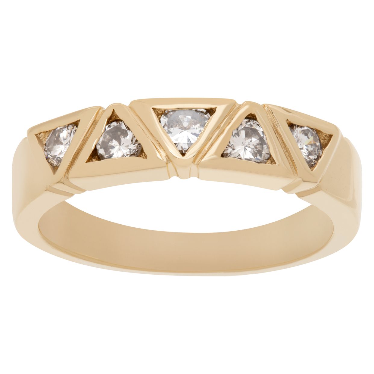 Ring Of Diamond Triangles. 0.50 Carats Set In 14k yellow Gol