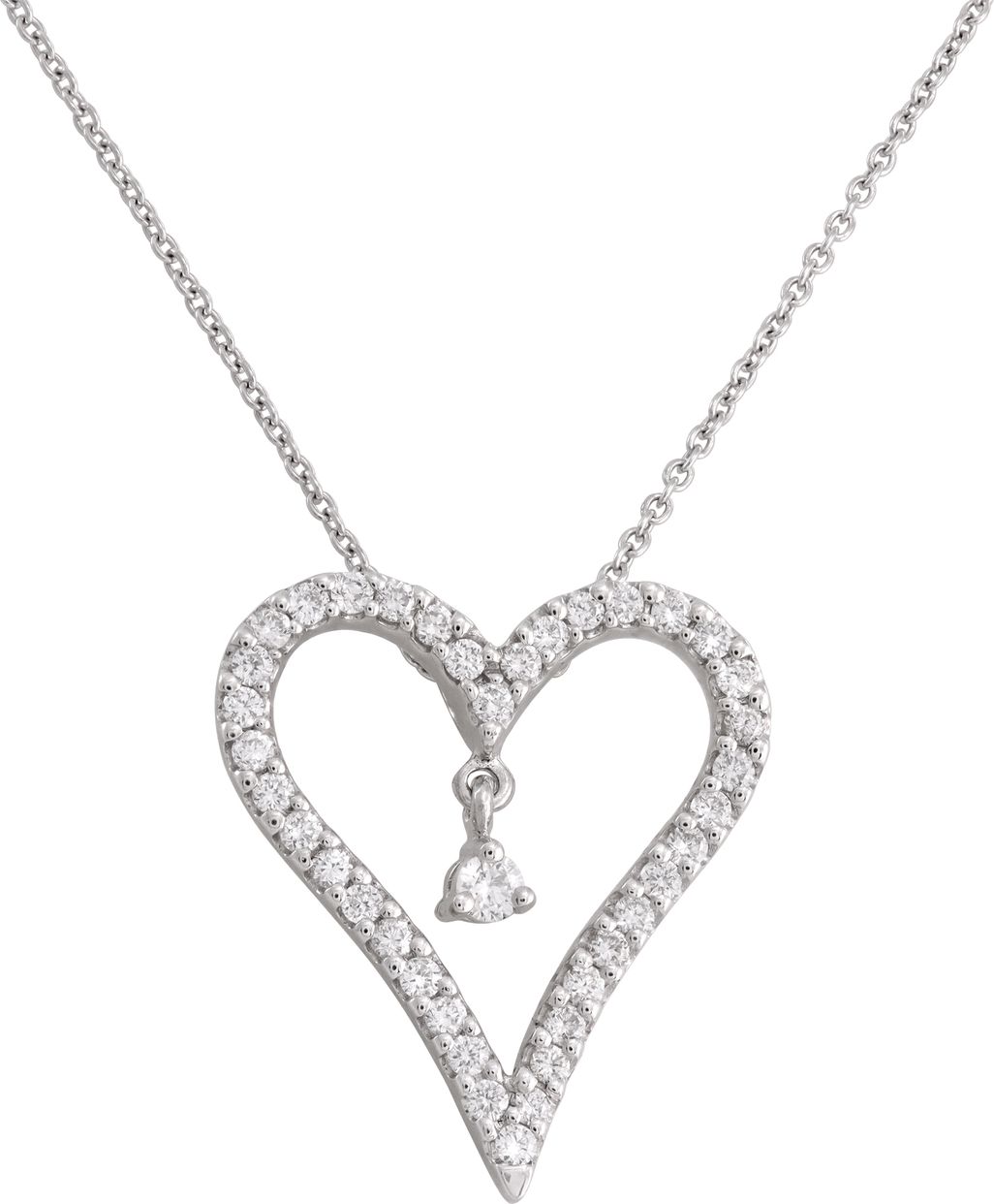 Roberto Coin diamond heart necklace in 18k white gold | Gray & Sons