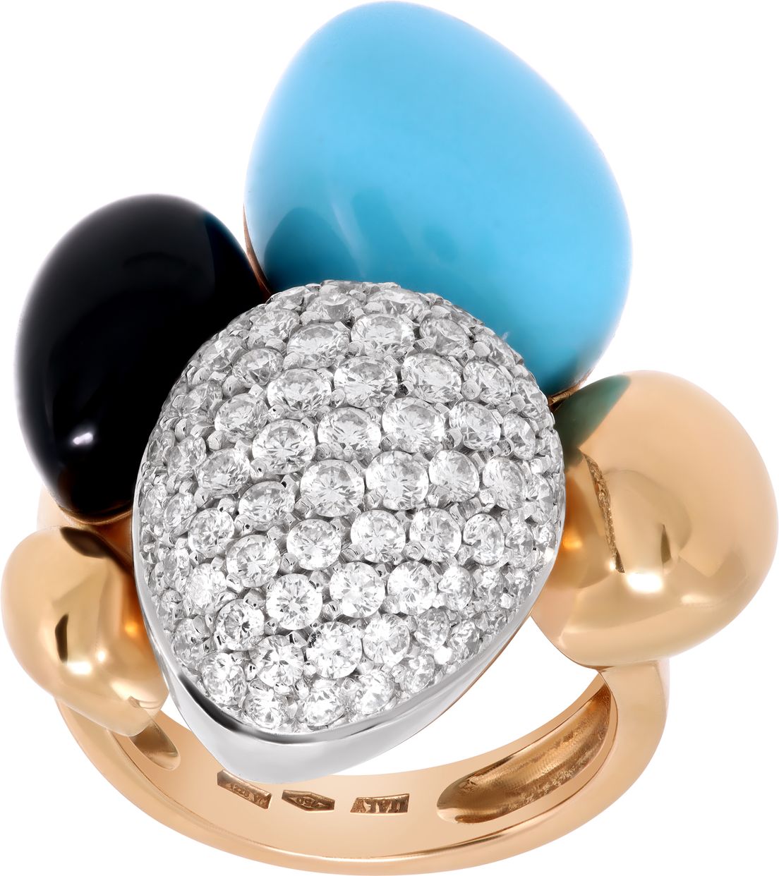 Roberto Coin Ikebana Turquoise ring in 18k rose gold | Gray & Sons