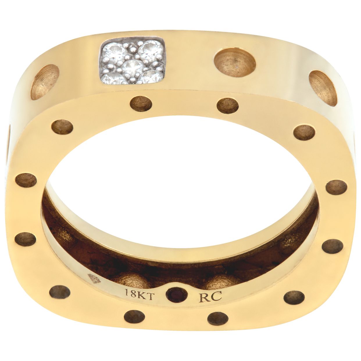 Roberto Coin Moi Poi square band in 18k yellow gold | Gray & Sons
