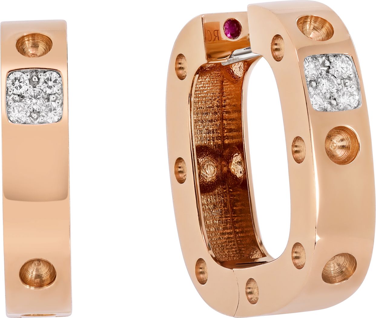Roberto Coin Pois Moi 18k rose gold hoop earrings with diam