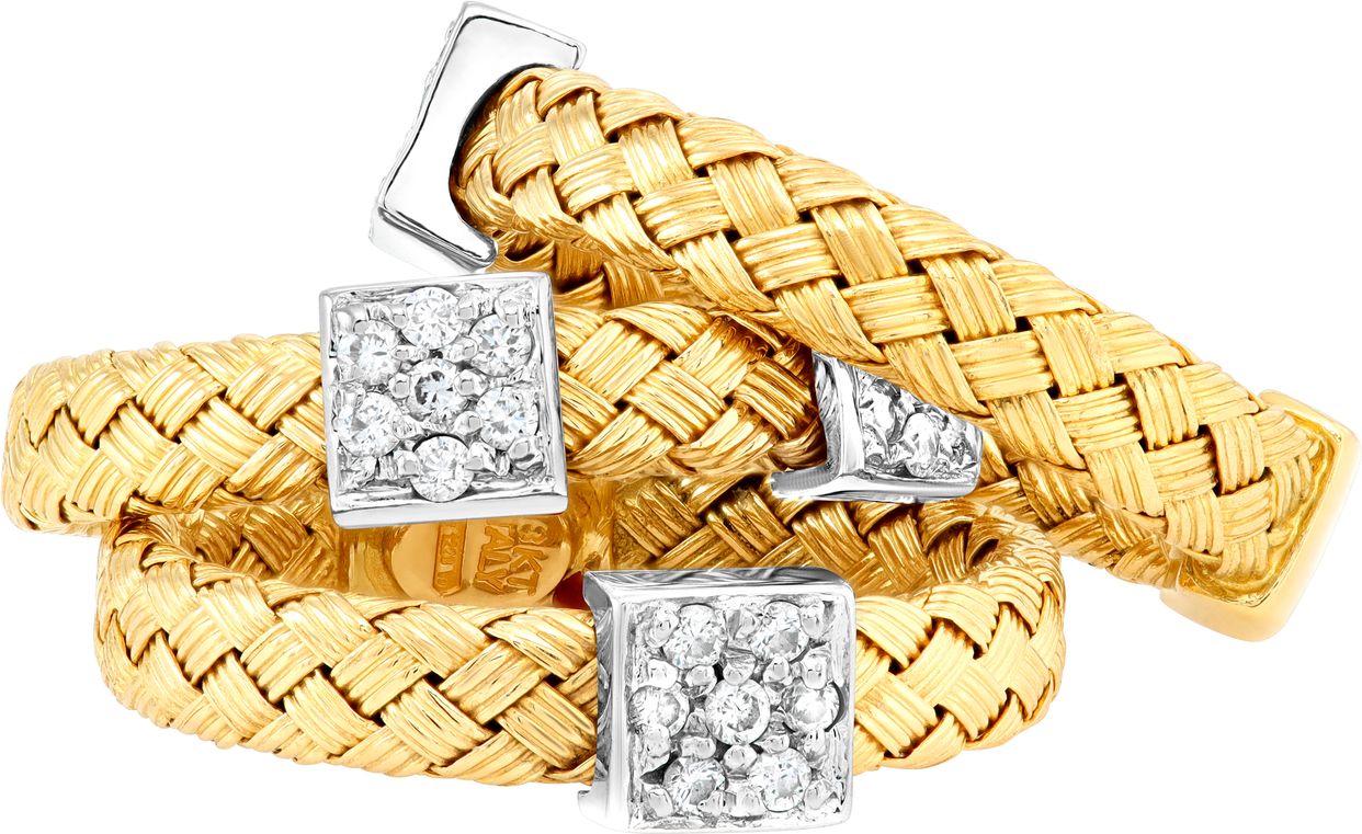 Roberto Coin 3 ring set in 18k yellow gold with diamonds | Gray & Sons