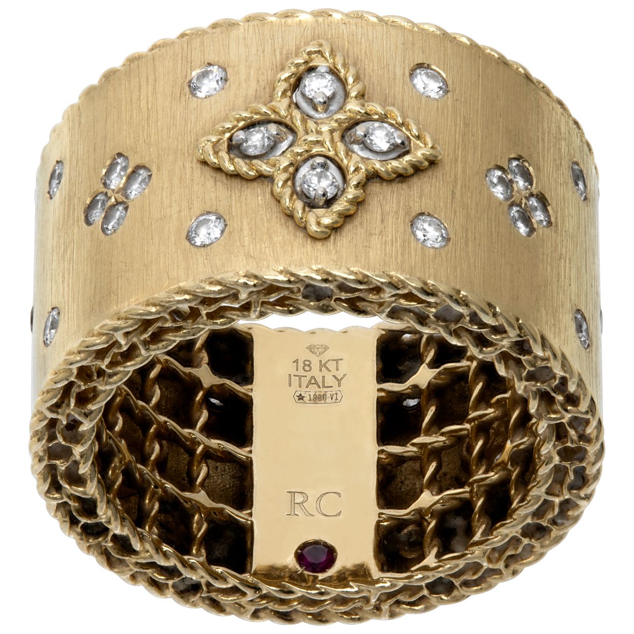 Roberto Coin Venetian Princess Wide Satin Diamond Ring Gray Sons