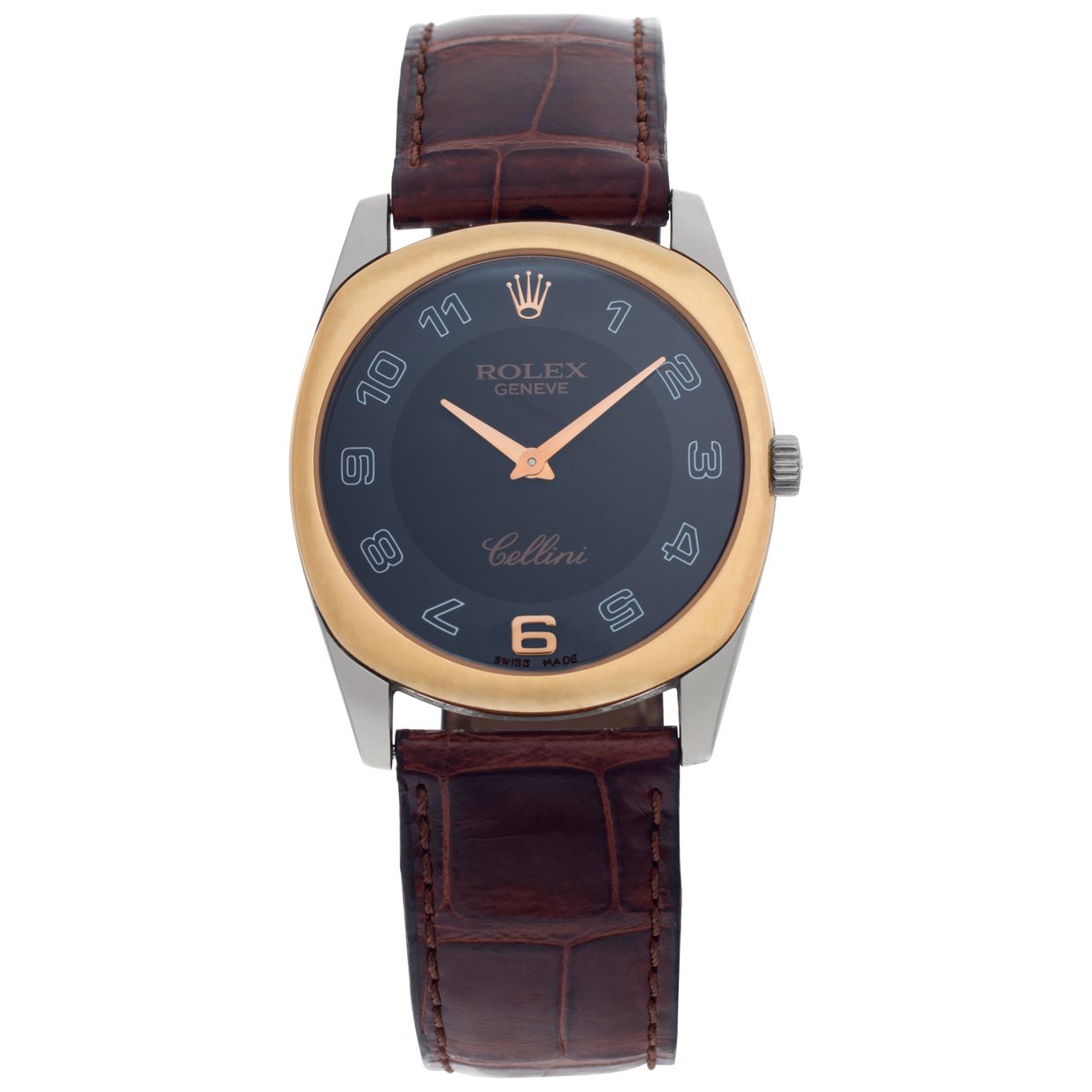 Pre-owned Rolex Cellini 4233 18k rose & white gold Black | Gray & Sons