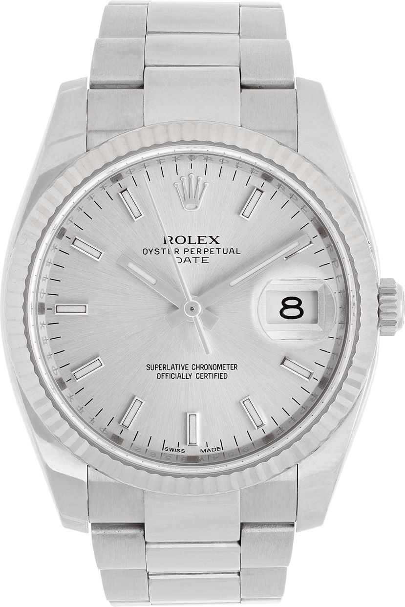 Pre-owned Rolex Date 115234 Stainless Steel 34mm auto watch