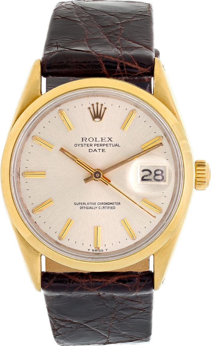 Preowned Rolex Date 1550 gold shell 34mm auto watch | Gray & Sons