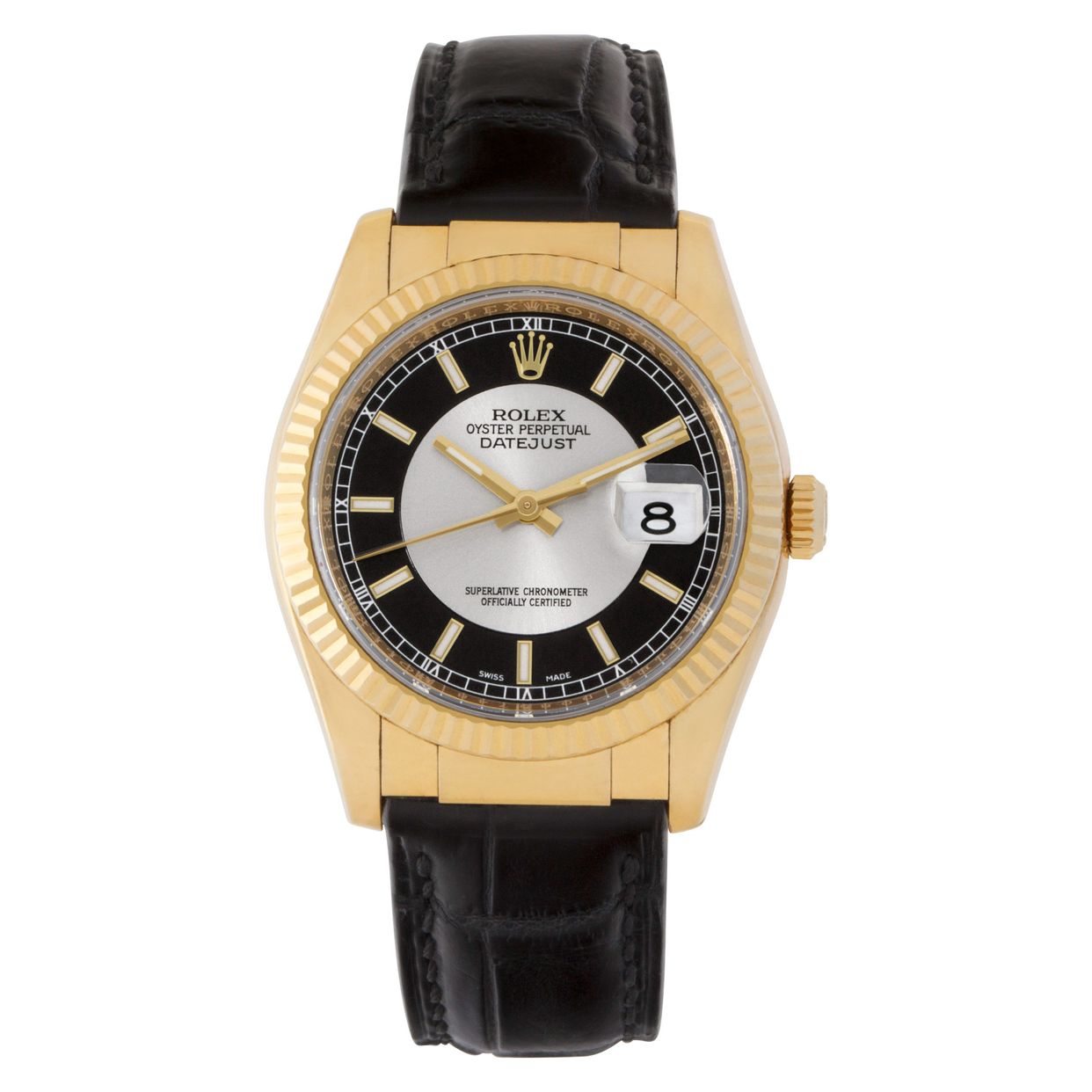 Used Rolex Datejust 116138 18k Black & Silver dial 36mm