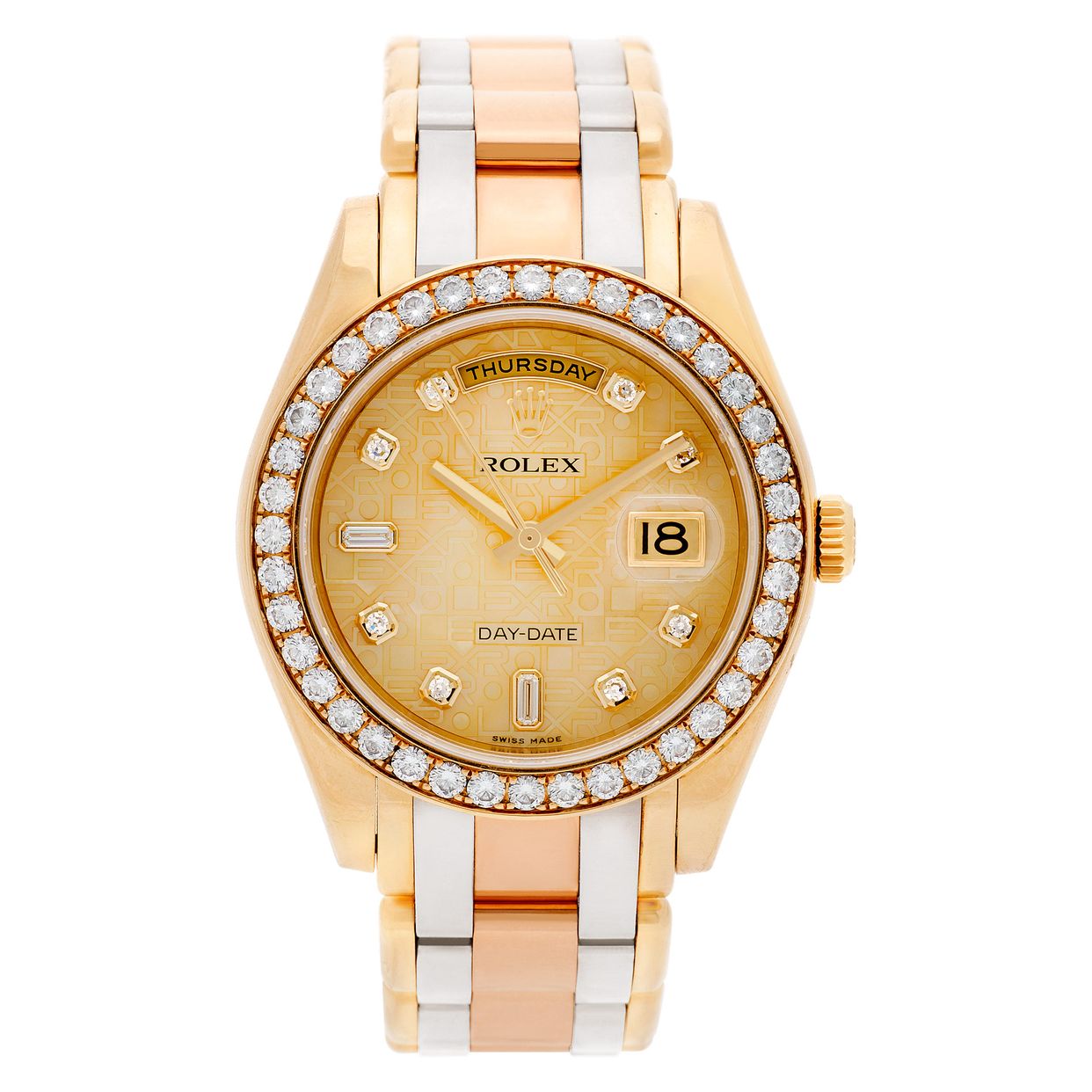 Preowned Rolex Masterpiece 18948 18k white, yellow & pink