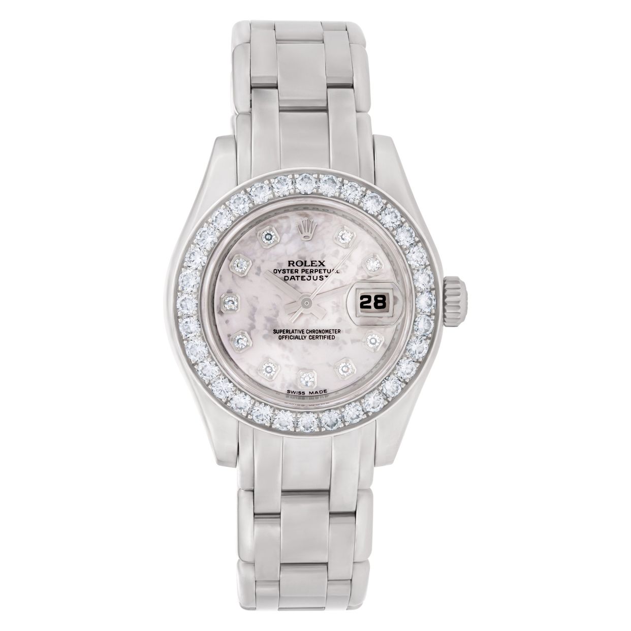 Used Rolex Pearlmaster 80299 18k white gold 29mm auto watch