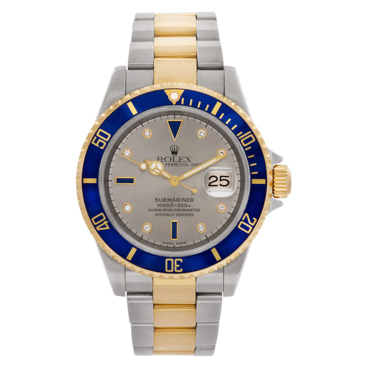 Preowned Rolex Submariner 16613 Stainless Steel Silver dial