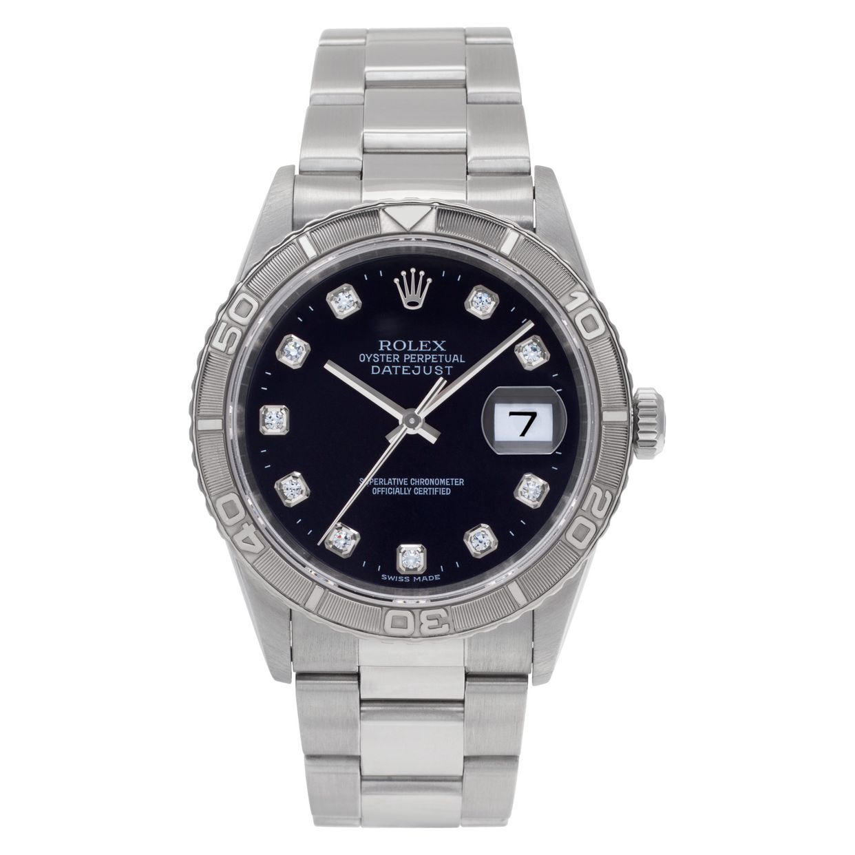 Preowned Rolex Thunderbird 16264 Stainless Steel Bla Tap dial