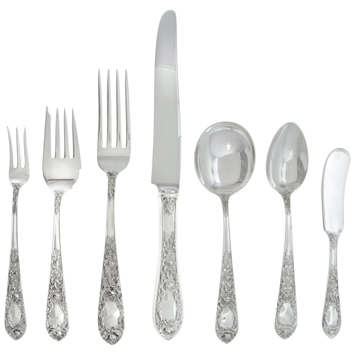 ROSE Sterling Silver Flatware Set Patented in 1937 | Gray & Sons