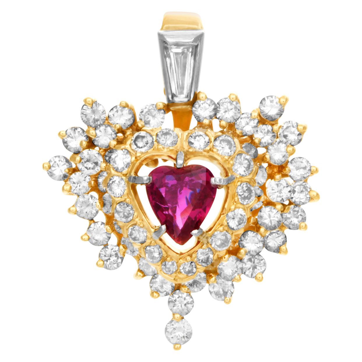 Ruby heart pendant with diamonds accents in 14k | Gray & Sons Jewelers