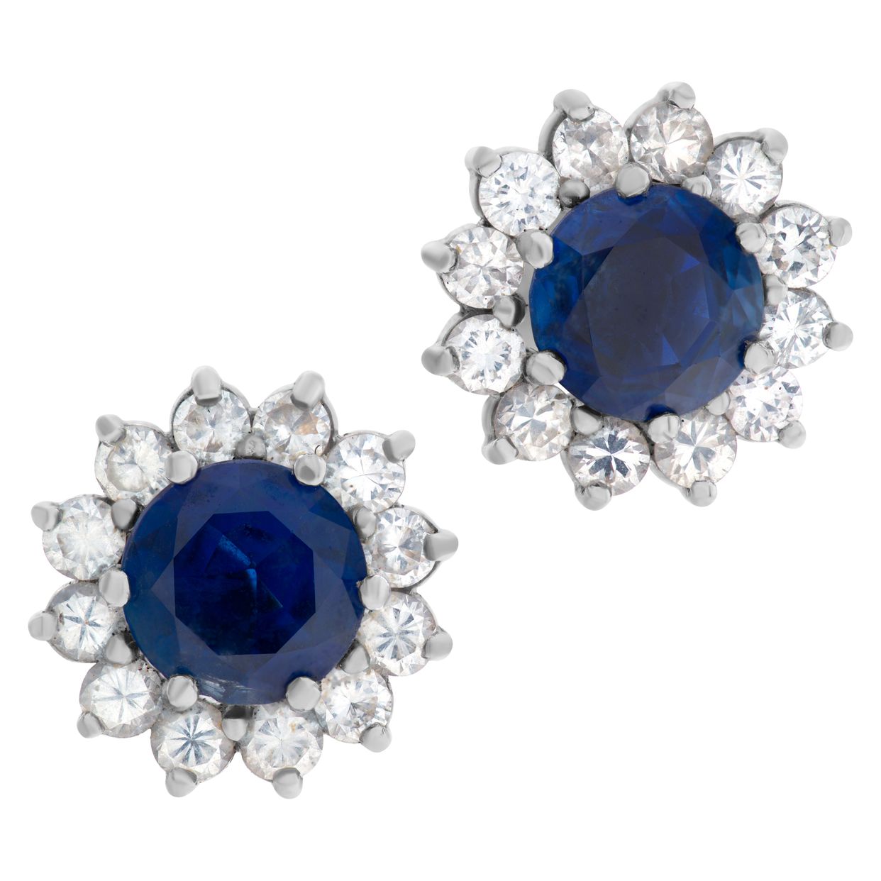 Sapphire and diamonds stud earrings in 18k white gold | Gray & Sons