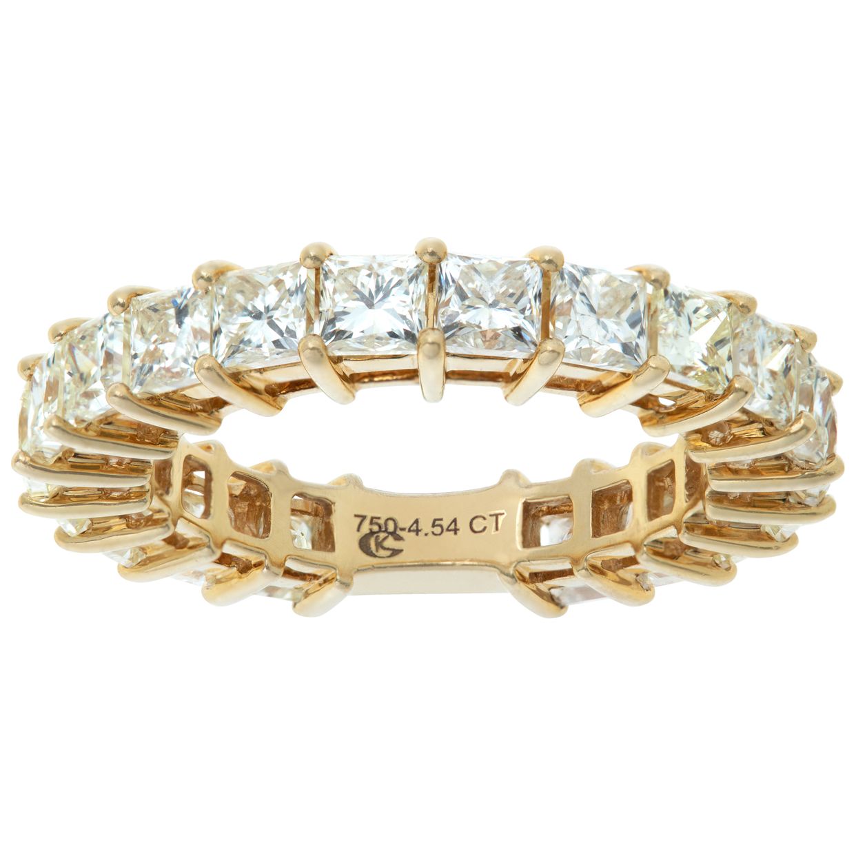 Signed "GK" fancy light yellow Princess cut diiamonds Eterni