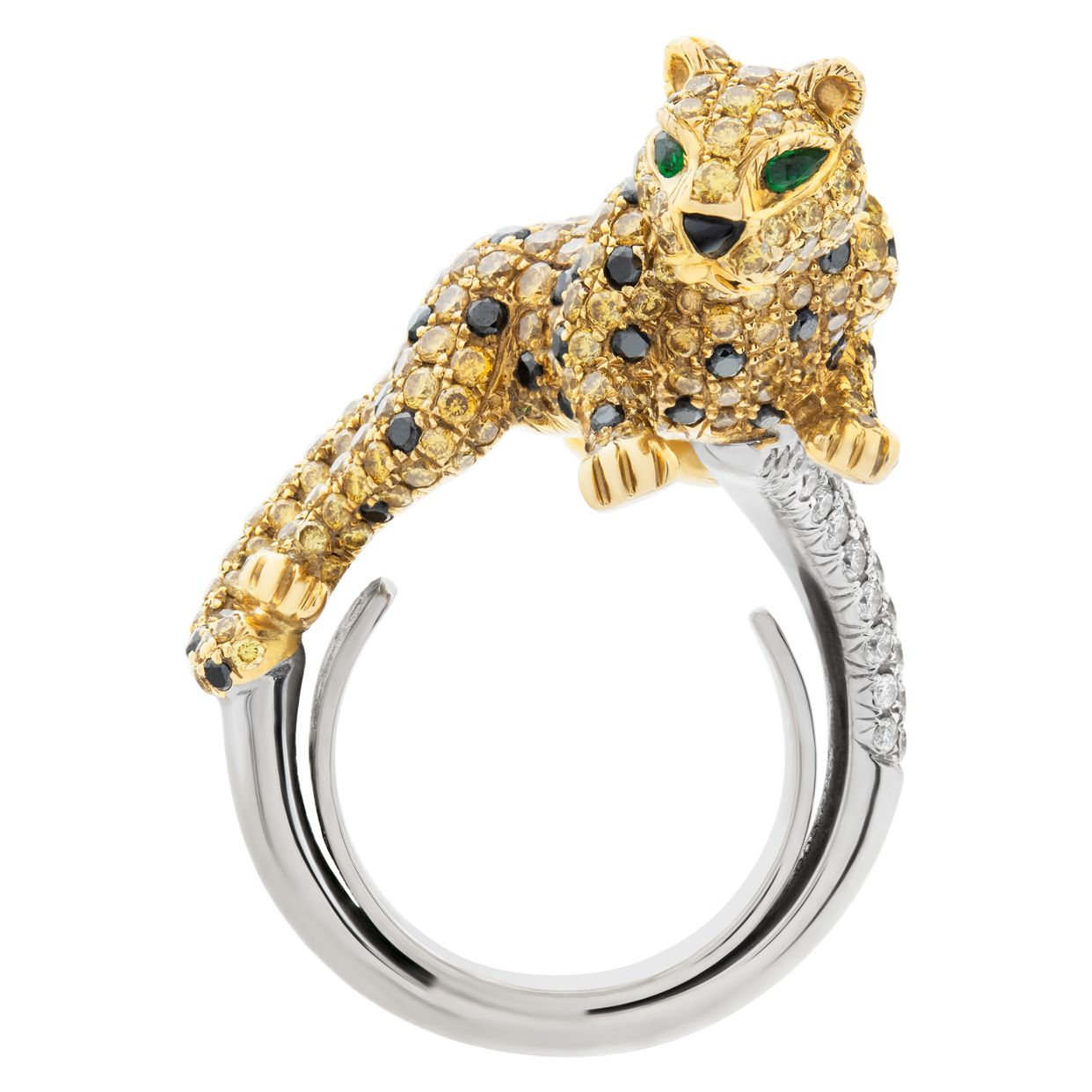 Spotted Leopard ring with white, champagne and black S519407
