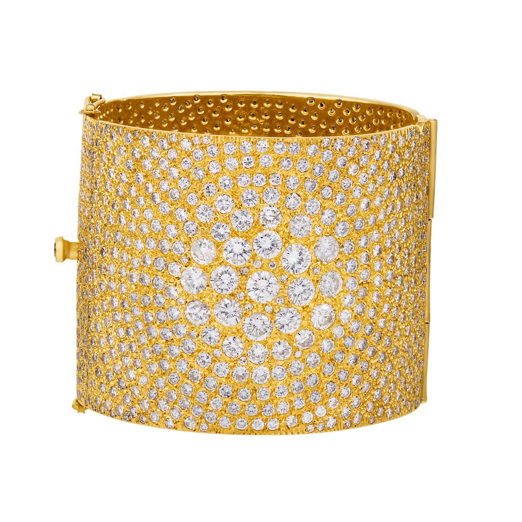 Stunning & Sparkling wide diamond cuff with over 22 carats in a