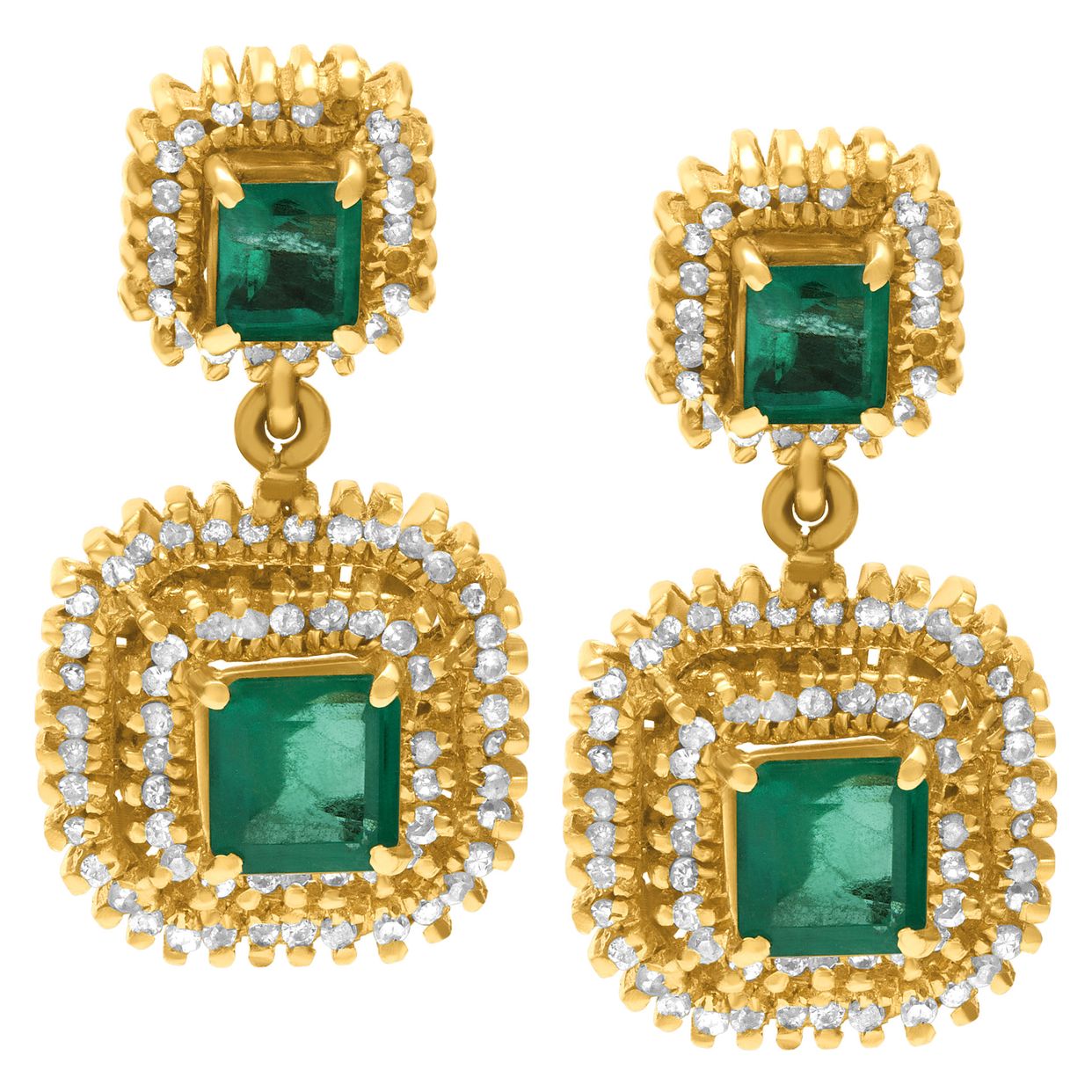 Sweet diamond and emeralds earrings | Gray & Sons Jewelers