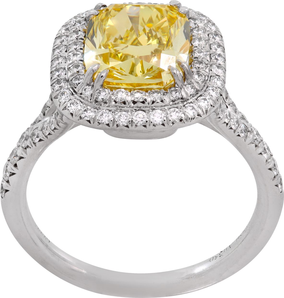 Tiffany & Co. 2.51 carat Fancy Vivid Yellow Halo Ring in 18k