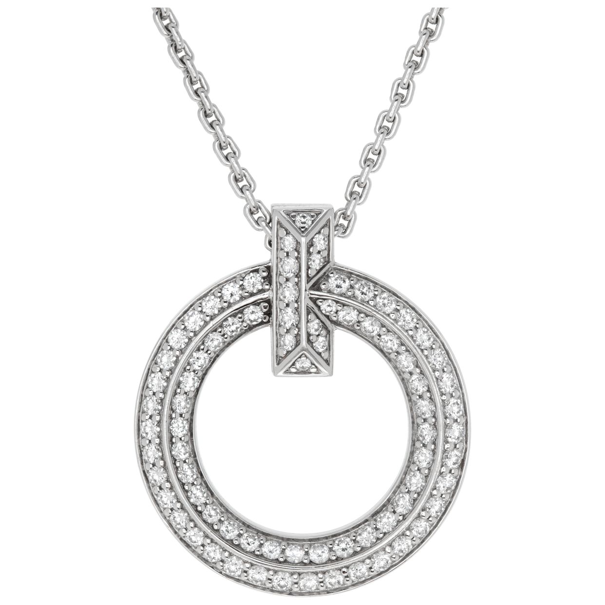 Tiffany T1 Circle Pendant in 18k white gold with round diam