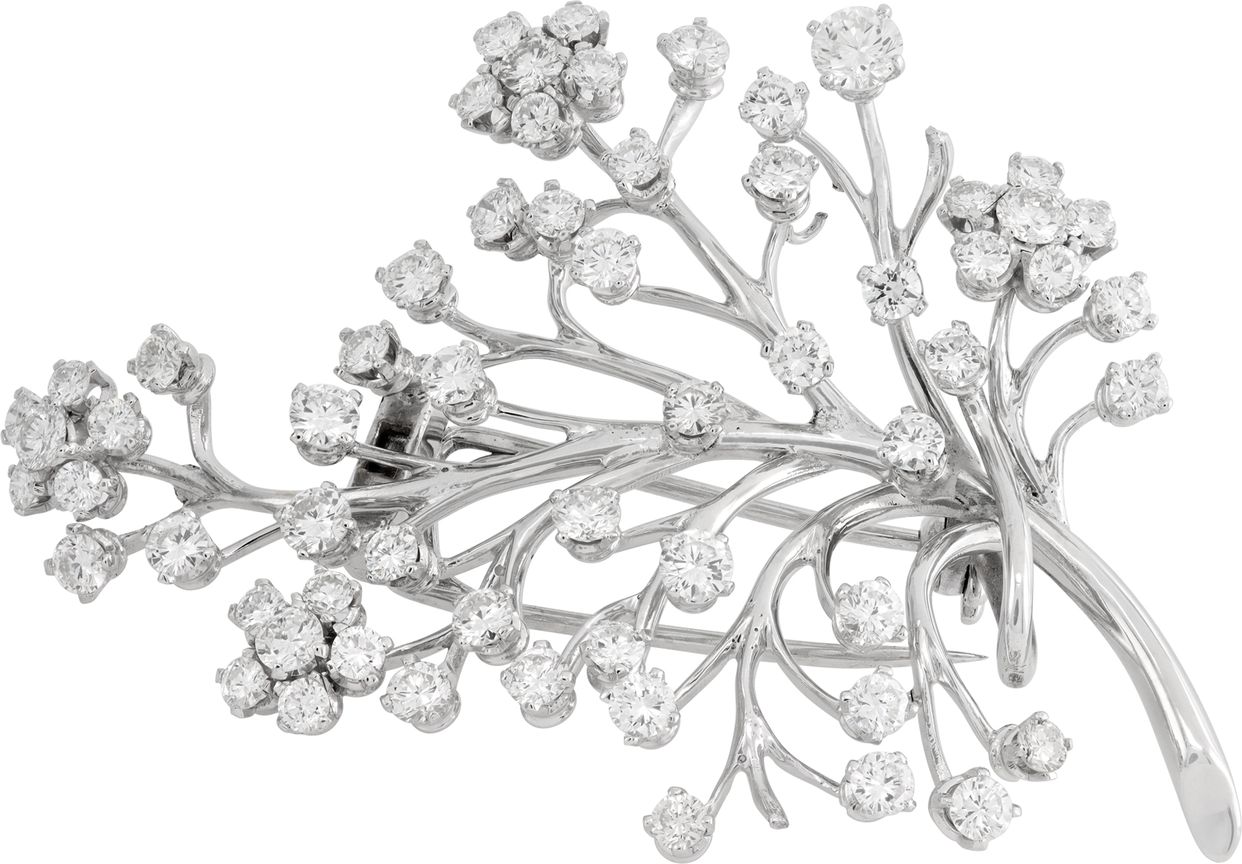 Tree of Life Diamonds Brooch In 18k white gold | Gray & Sons Jewelers