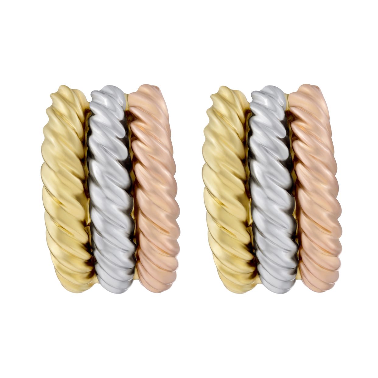 Tri-color earrings in 18k | Gray & Sons Jewelers