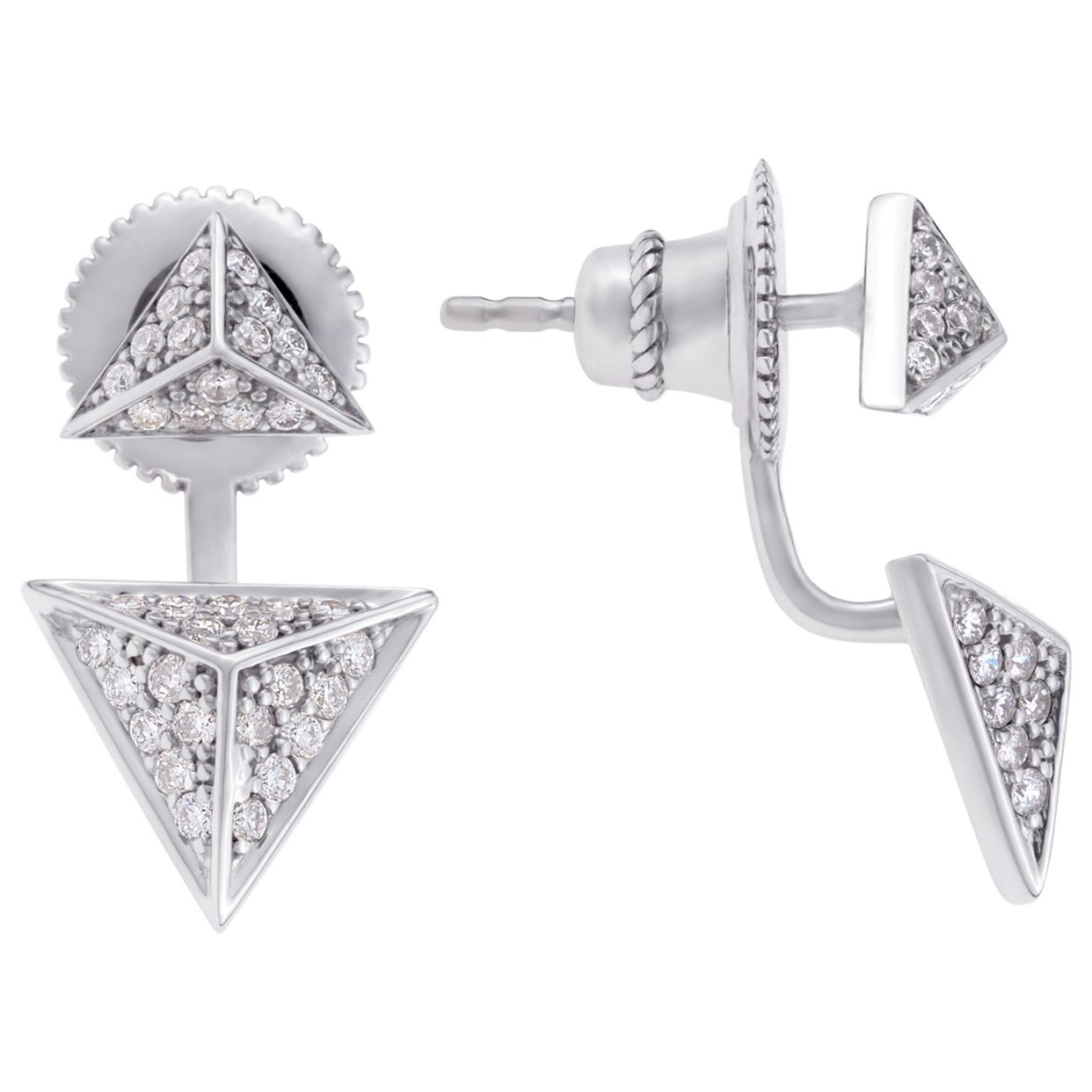 Triangle diamond earrings 18k white gold. 0.48 carats in | Gray & Sons