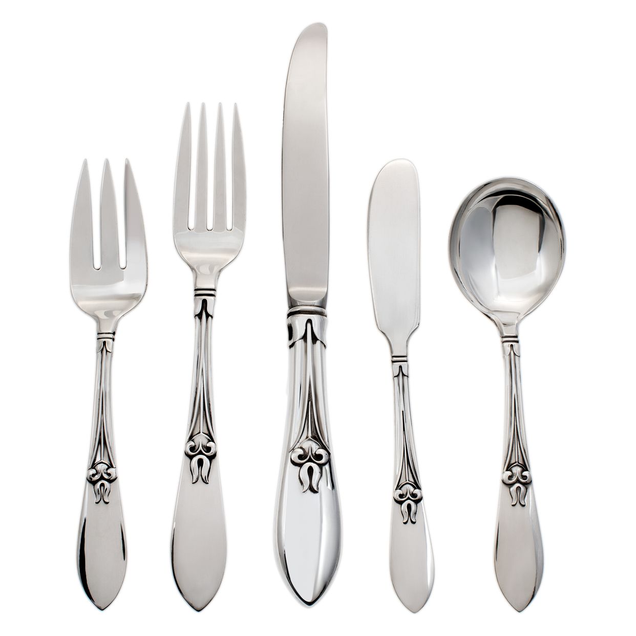 TULIPAN sterling silver flatware patented 1933 by Frank Smith.