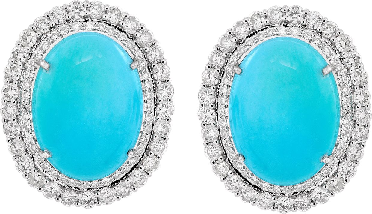 Turquoise and diamond earrings in 18k gold | Gray & Sons Jewelers
