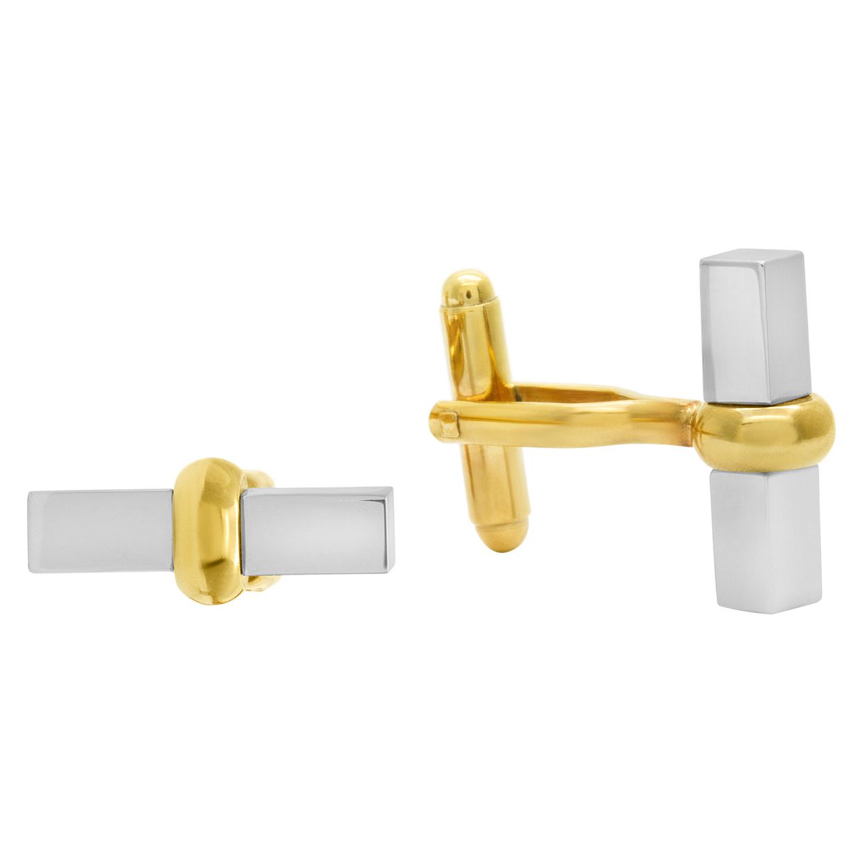 Two Tone cufflinks in stainless steel | Gray & Sons Jewelers