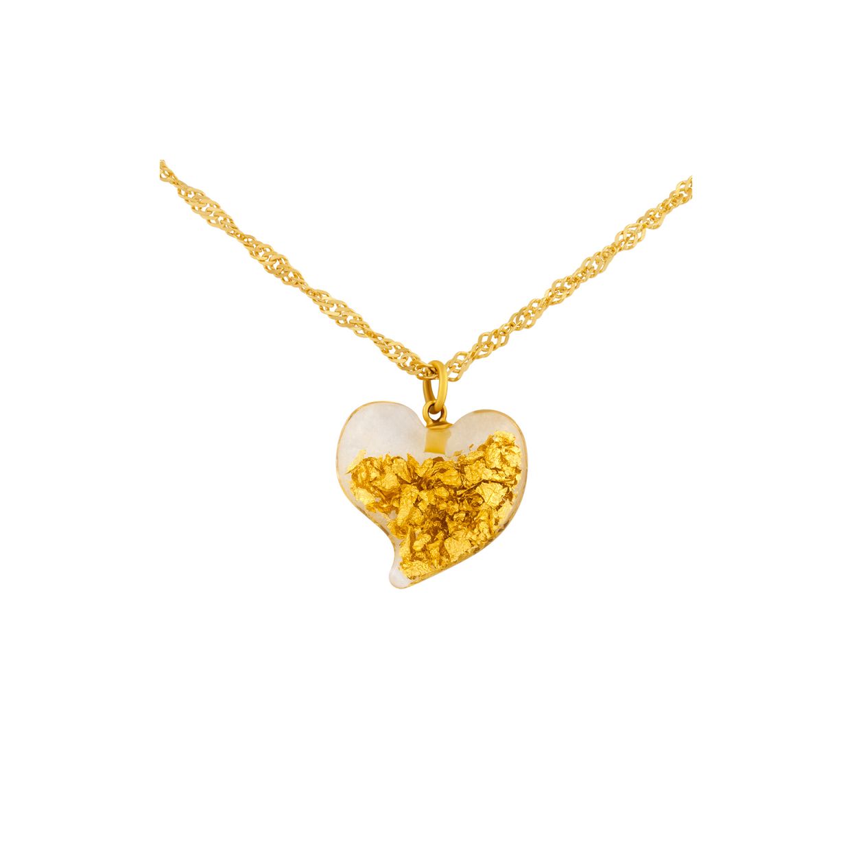 Glass heart pendant with gold flakes store