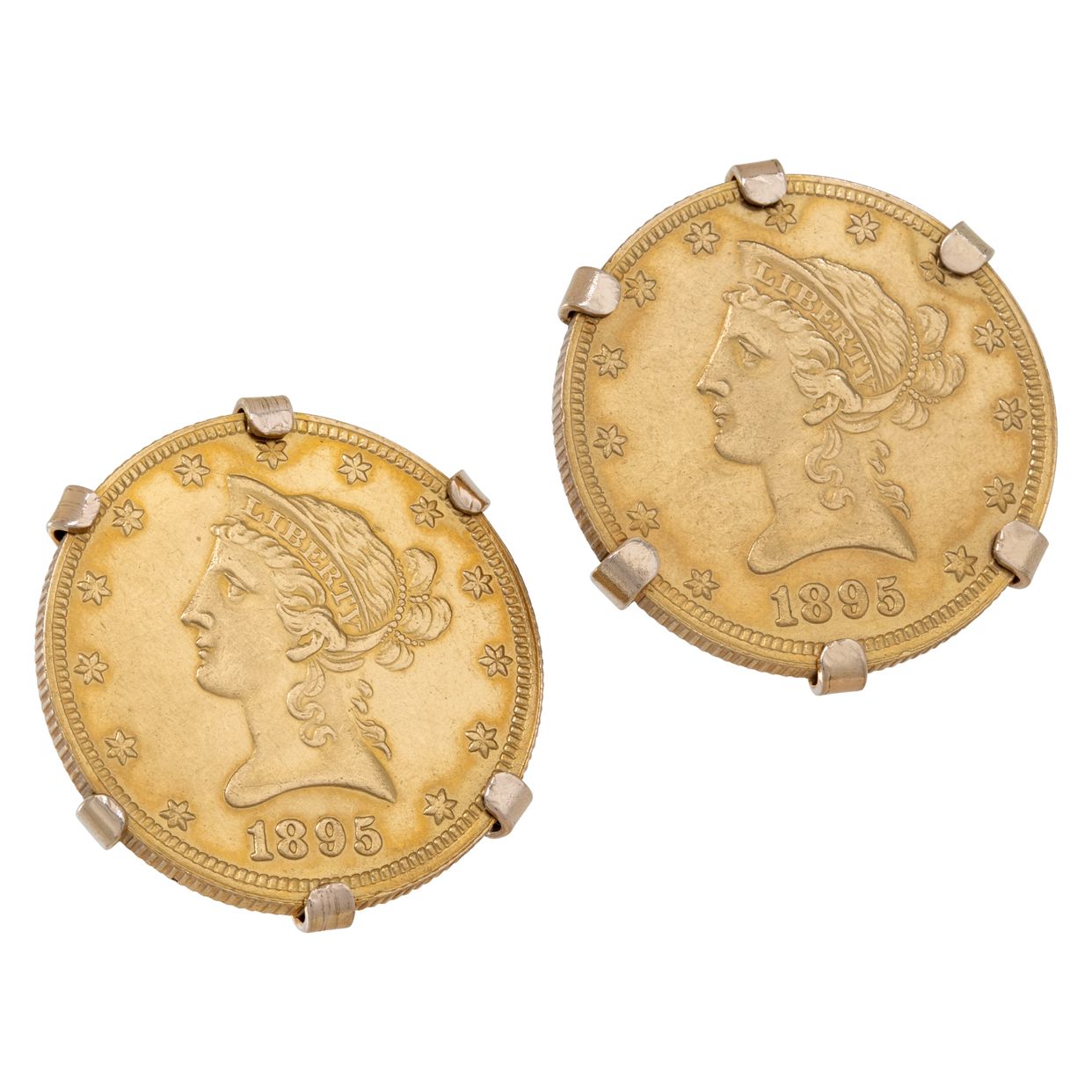 US 1895 $10 dollar coin cufflinks with 14k frame | Gray & Sons