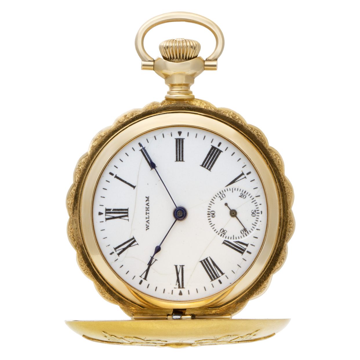 Pre-owned Waltham pocket watch 14k White dial 35mm Manual