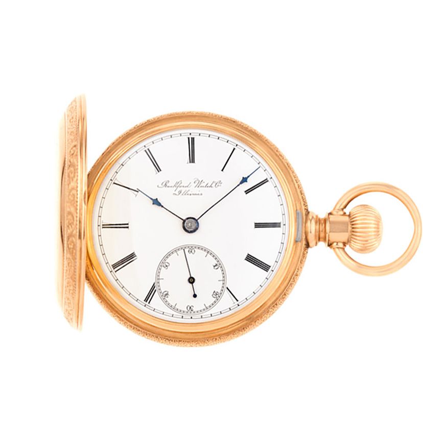 Pre-owned Waltham pocket watch 70698 14k white porcelain