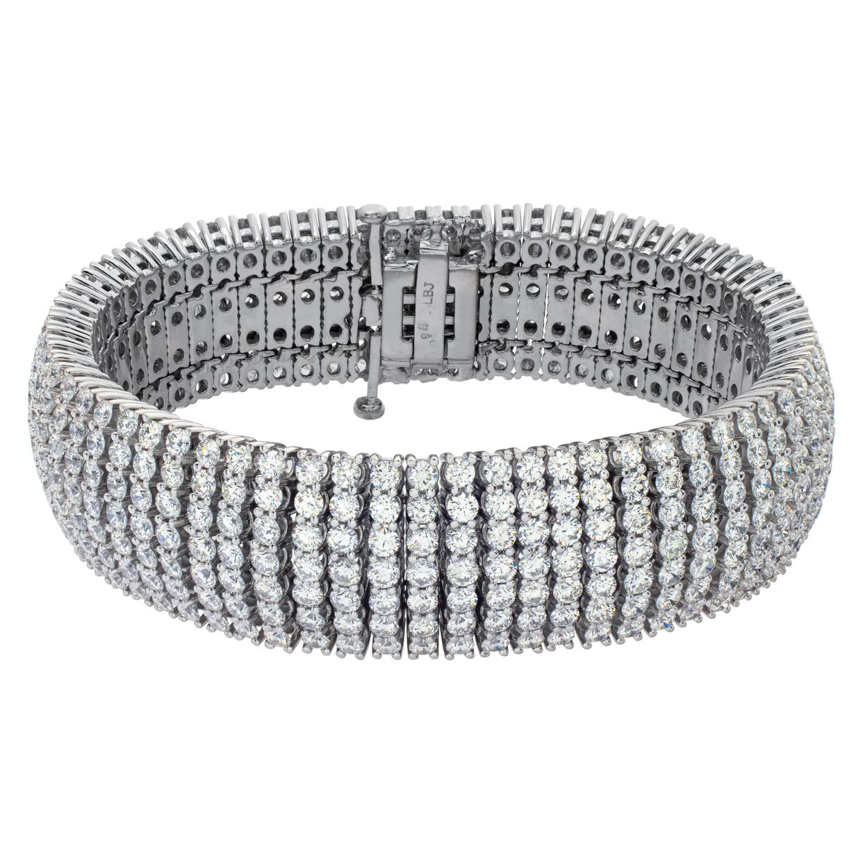 Wide Diamond Bracelet in 14k White Gold with over 30 carats