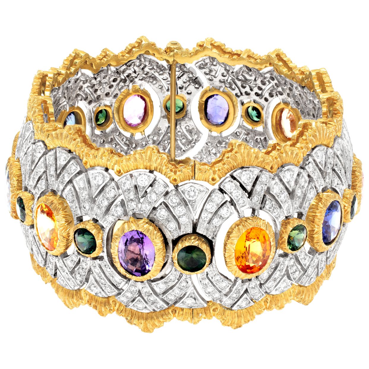 Wide hinged bangle in the 1980's Buccellati Italian style (n